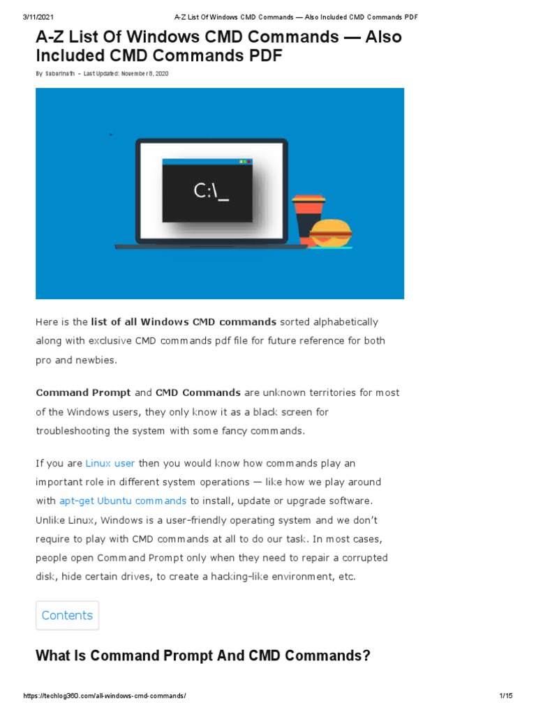 A-Z List of Windows CMD Commands - Also Included CMD Commands PDF | PDF | Computer File ...