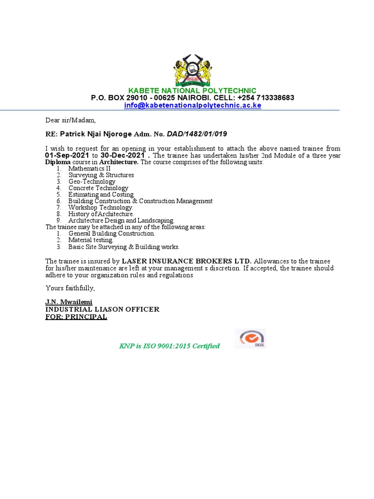 Kabete National Polytechnic: Info@kabetenationalpolytechnic - Ac.ke | PDF