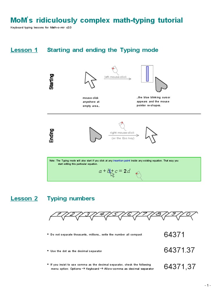 Mom'S Ridiculously Complex Math-Typing Tutorial: Lesson 1 Starting and ...