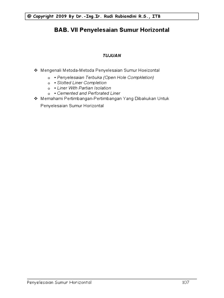 Bab-07 Penyelesaian Sumur Horizontal | PDF