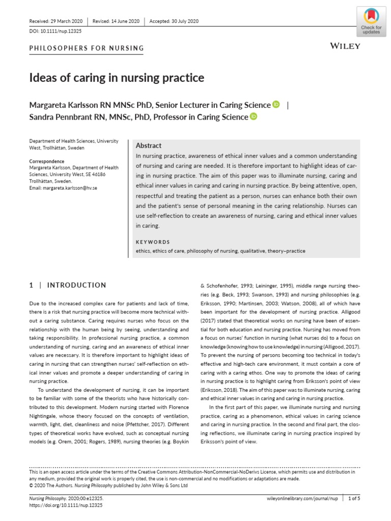 Ideas of Caring in Nursing Practice | PDF | Nursing | Science