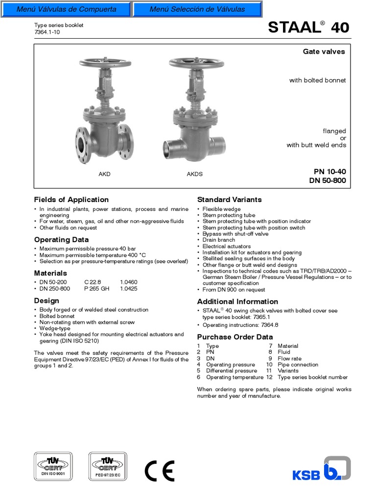 Staal 40: Gate Valves | PDF | Valve | Pipe (Fluid Conveyance)