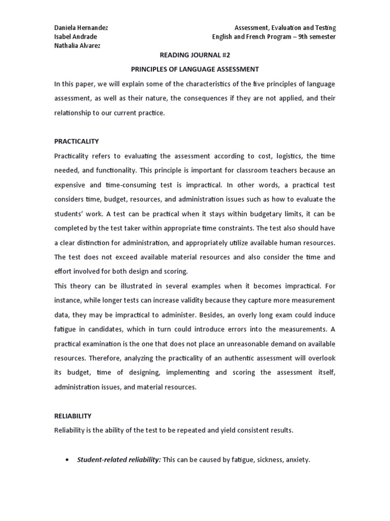 Principles of Language Assessment | PDF | Educational Assessment | Test ...