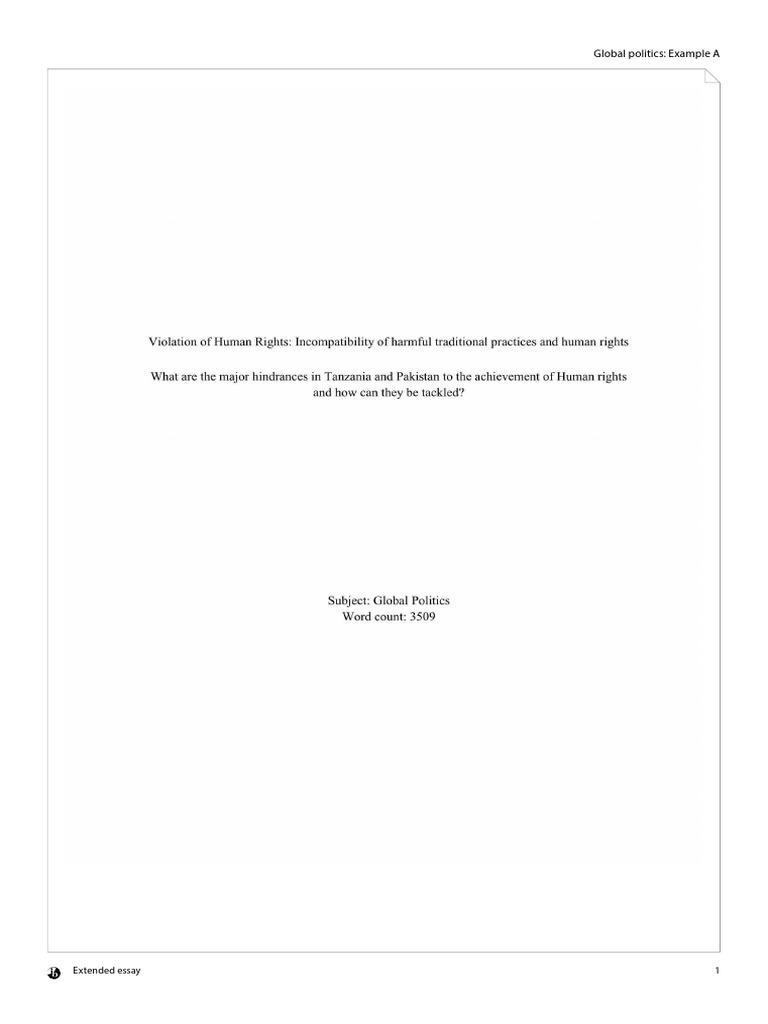 Global Politics: Example A: Extended Essay 1 | PDF