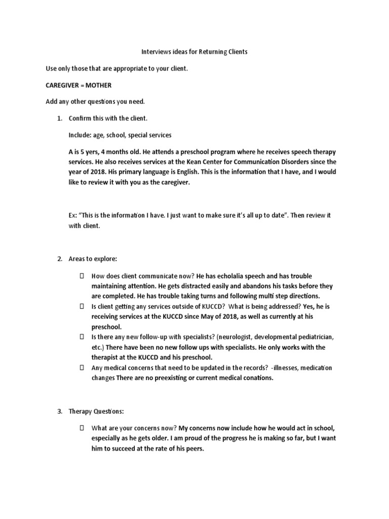 Caregiver Interview | PDF | Neuropsychological Assessment | Clinical ...