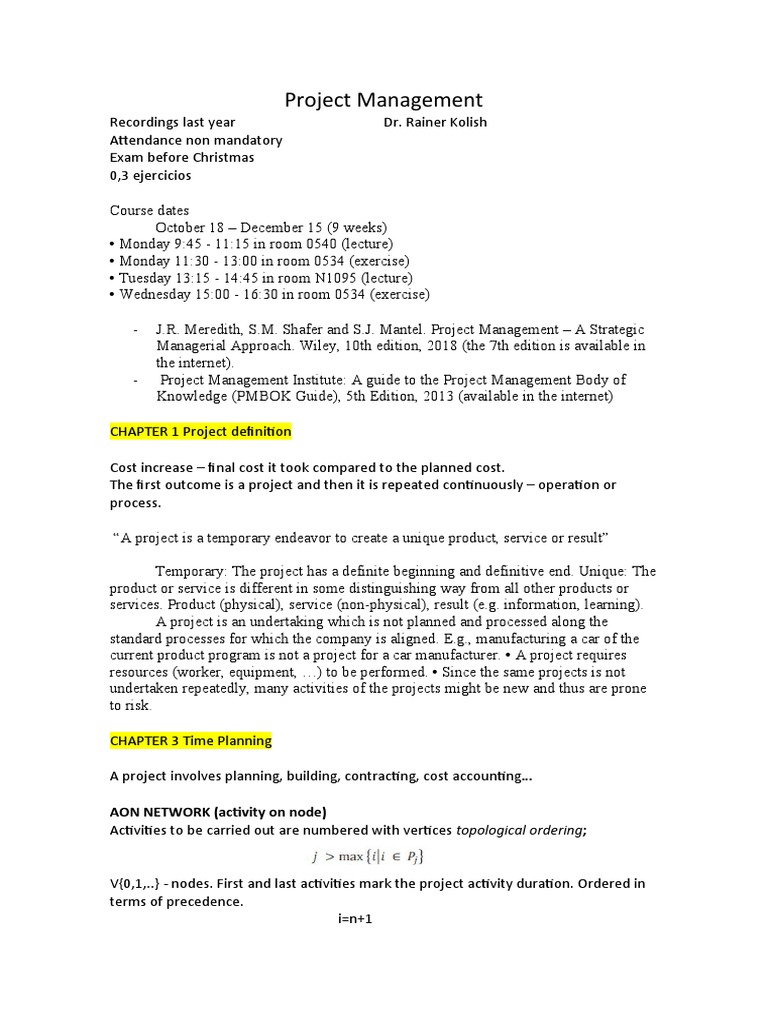 Project Management: AON NETWORK (Activity On Node) | PDF | Project ...