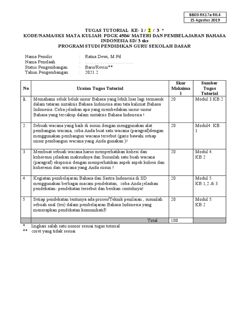 TTM2 Materi Dan Pemb BHS Indo SD | PDF