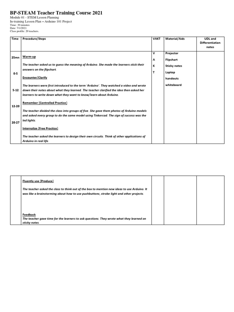 Arduino - Rebuilding The Arduino Lesson Plan | PDF | Lesson Plan | Learning
