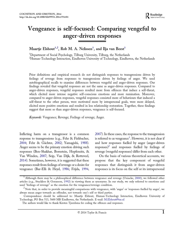 Vengeance Is Self-Focused | PDF | Anger | Revenge