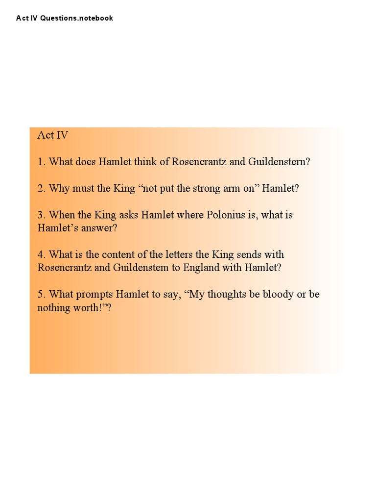 Act IV Questions | PDF | Travel | History