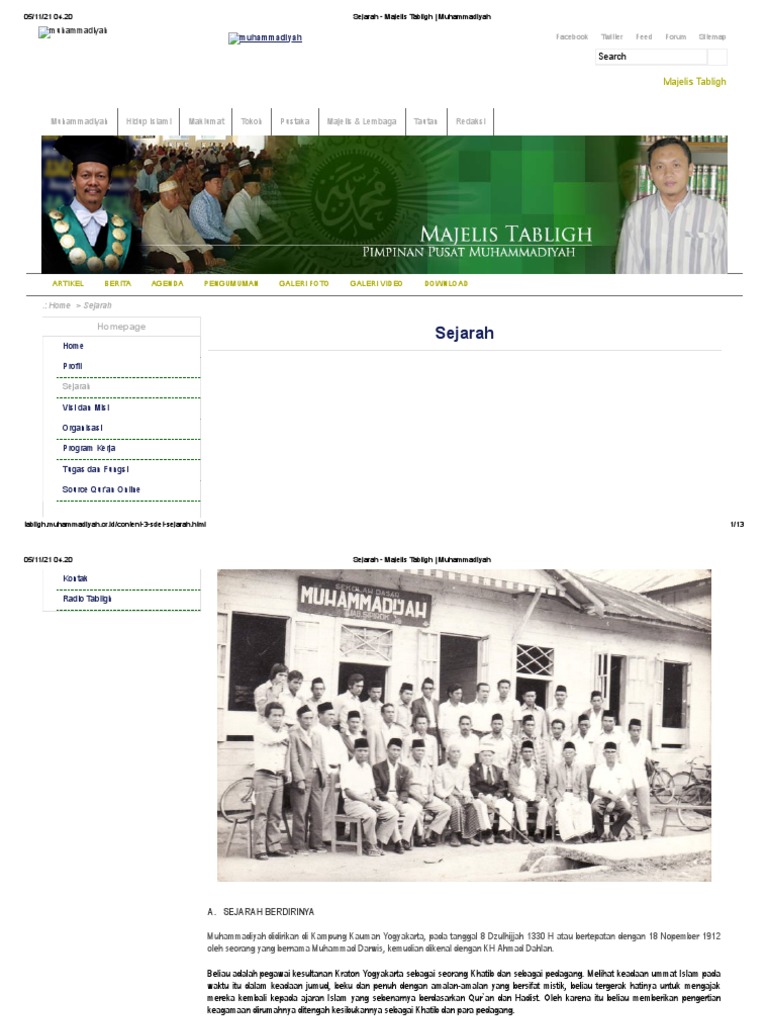 Sejarah - Majelis Tabligh - Muhammadiyah | PDF