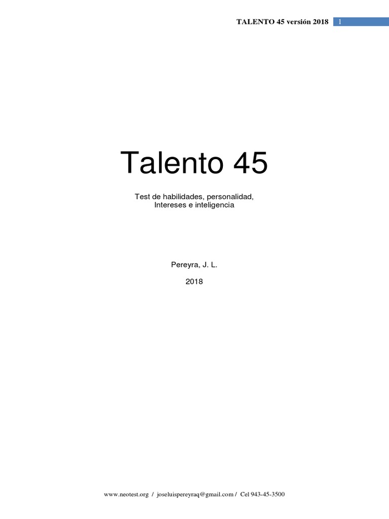 1 Manual Talento 45 | PDF | Inteligencia | Validez (Estadísticas)