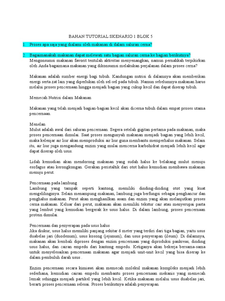 Bahan Tutorial Skenario 1 Blok 5 | PDF