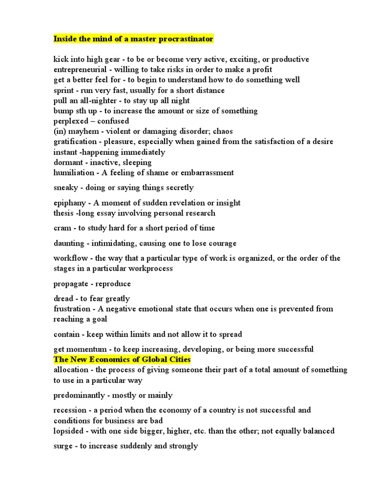 Inside The Mind of A Master Procrastinator | PDF | Brain | Memory