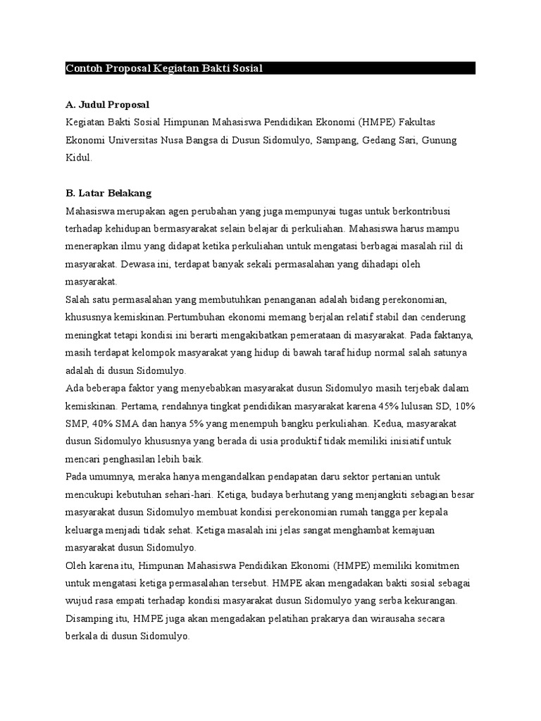 Contoh Proposal Kegiatan Bakti Sosial | PDF