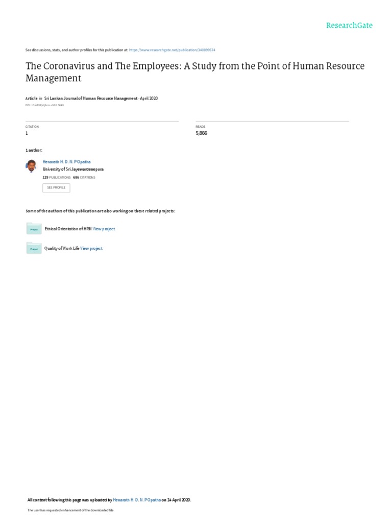 Opatha (2020) | PDF | Infection | Stress (Biology)