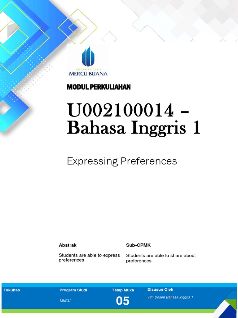 Modul Bahan Ajar - B.inggris 1 - Session 6 | PDF