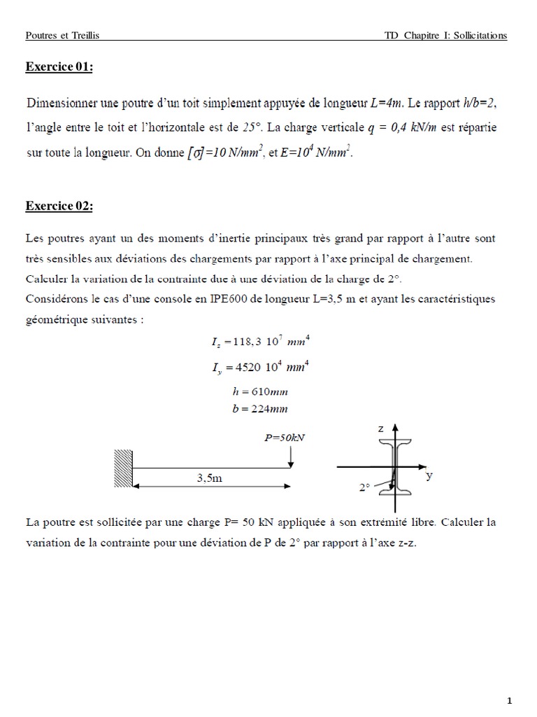 TD Chapitre 1-Flexion Composée+Déviée | PDF