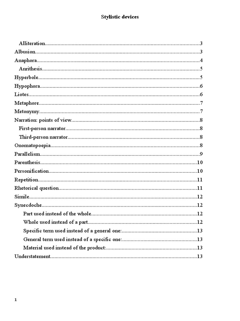 Stylistic Devices | PDF | Narration | Poetic Devices