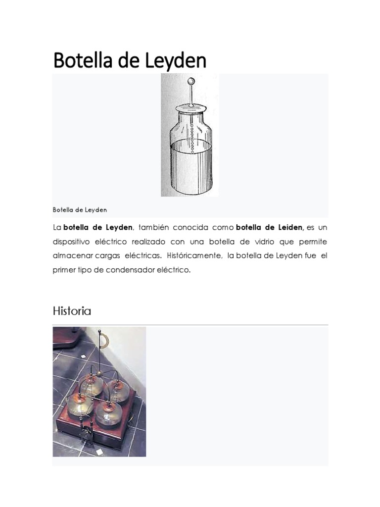 Botella de Leyden: Historia y Funcionamiento | PDF | Electricidad ...