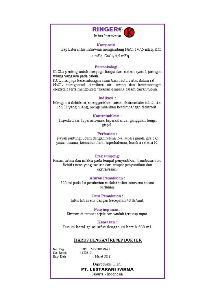Kemasan Infus Ringer (UAS) NYIMAS | PDF