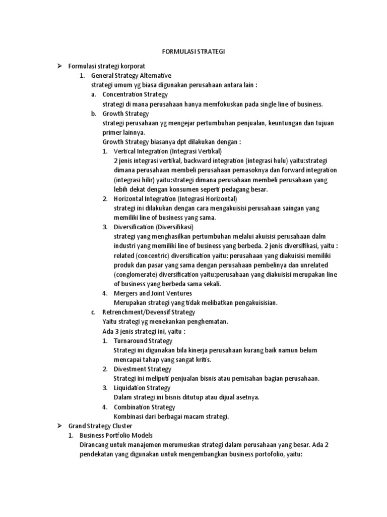 Strategi Korporat: Formulasi & Alternatif | PDF | Karier & Perkembangan ...