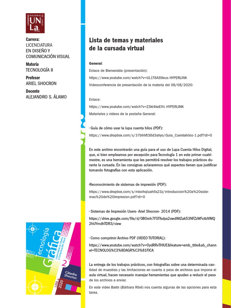 Materiales y Clases Tecnología II UNLa | PDF | Arte | Informática