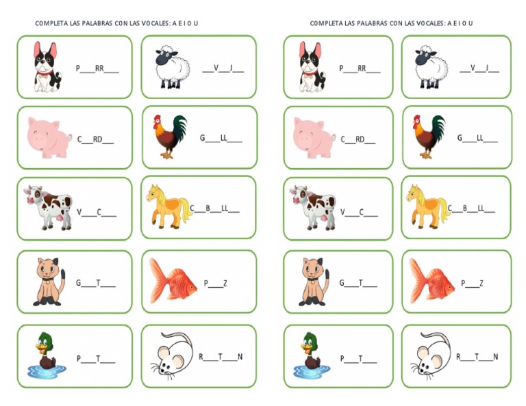 Completa Las Palabras Con Las Vocales | PDF