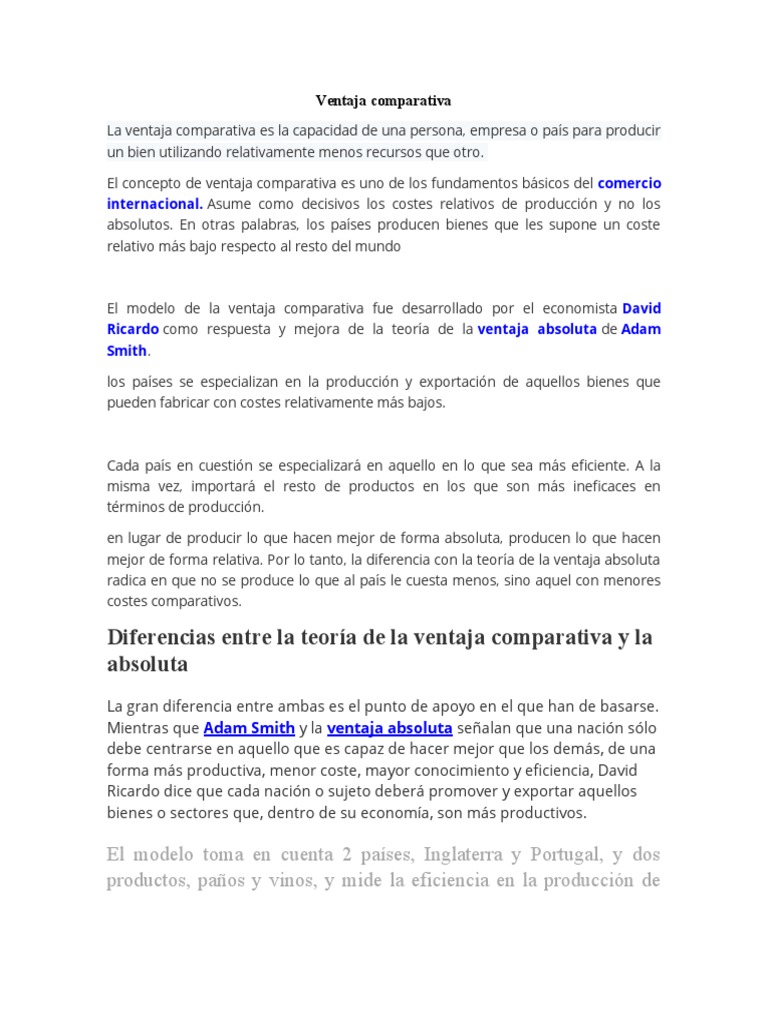 Teoria Ventaja Comparativa Pdf Ventaja Comparativa Procesos De 6116
