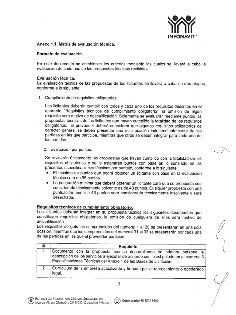 Anexo 1 1 Matriz de Evaluacion Tecnica | PDF Anexo 1 1 Matriz de Evaluacion Tecnica | PDF