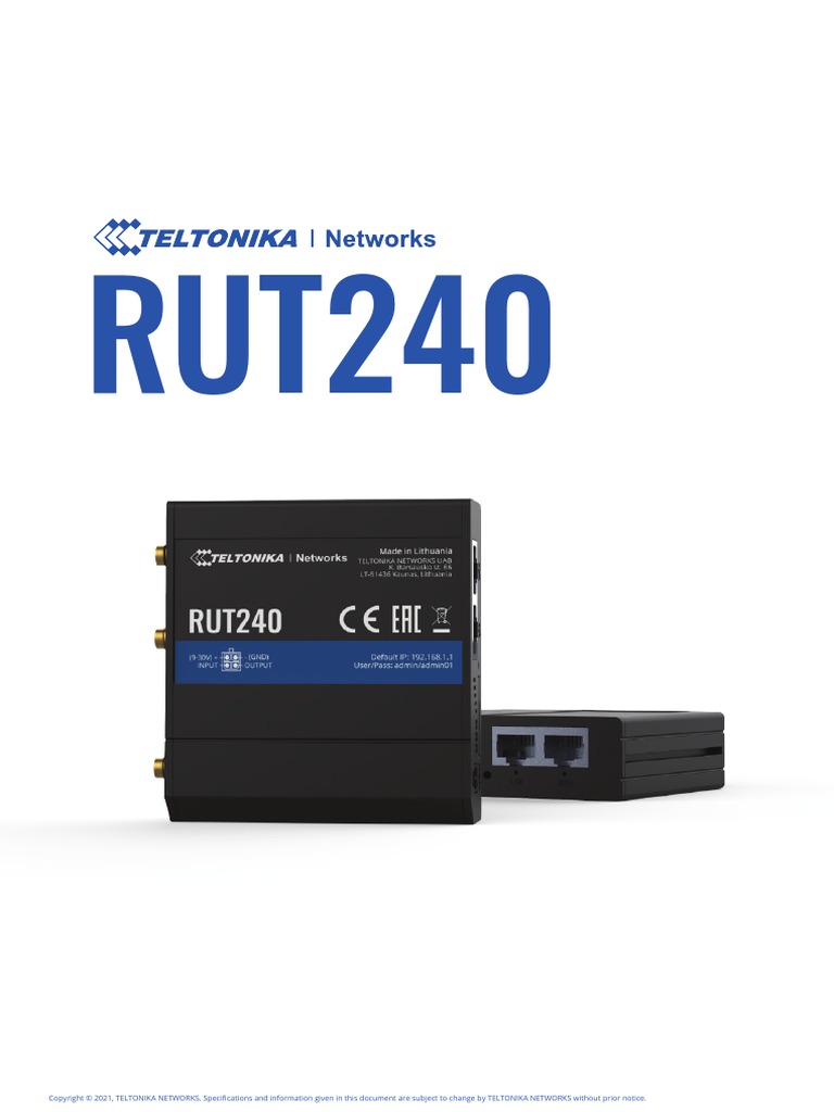 RUT240 Datasheet | PDF | Virtual Private Network | Telecommunications