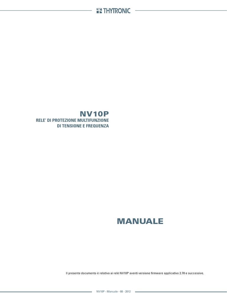 Thytronic NV10 Manuale | PDF