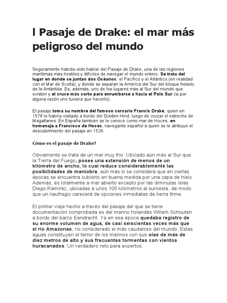 L Pasaje de Drake El Mar Más Peligroso Del Mundo | PDF | Ciencias ...