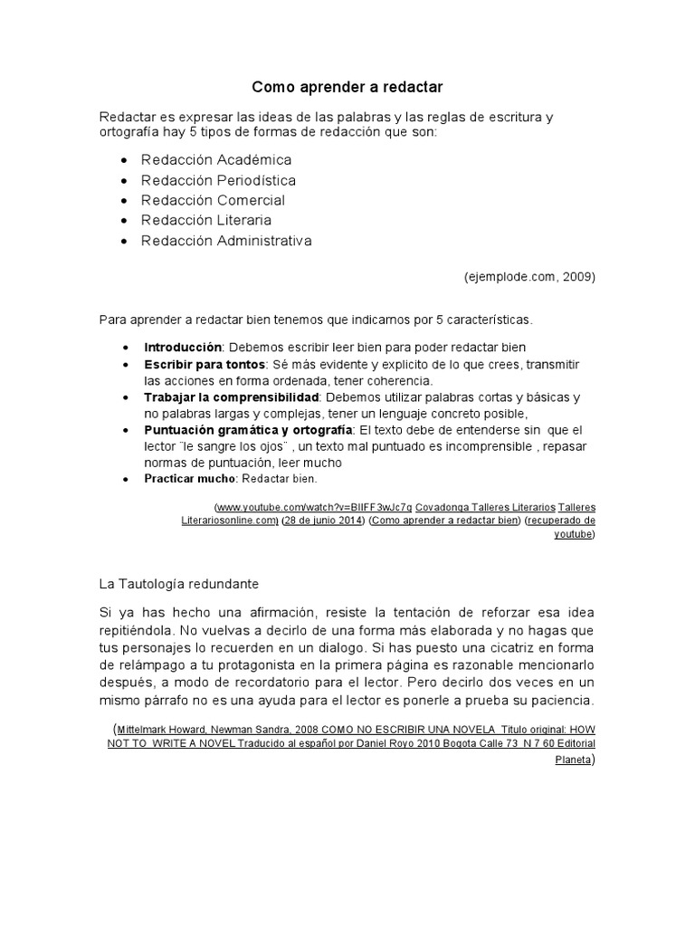 Como Aprender A Redactar | PDF