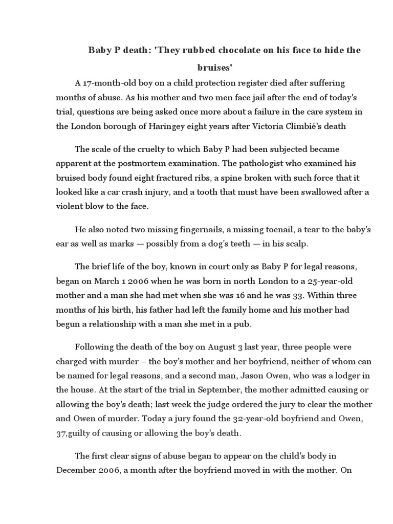 Baby P Death | PDF | Social Institutions | Social Science