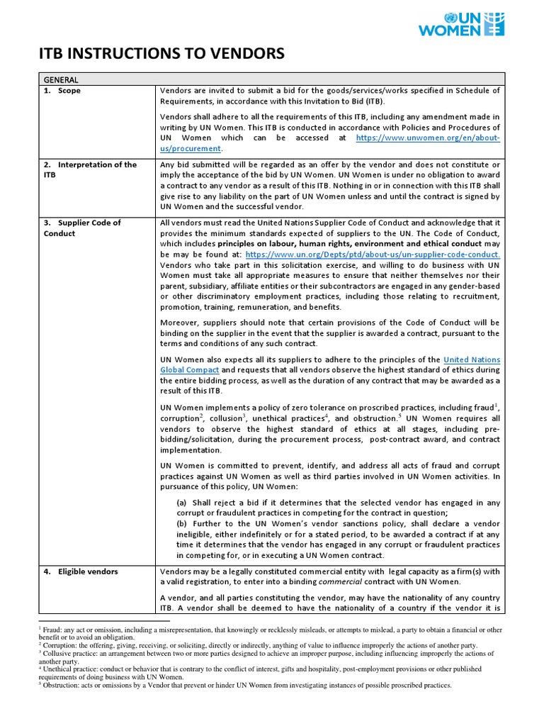ITB - Instructions To Vendors | Download Free PDF | Consortium ...