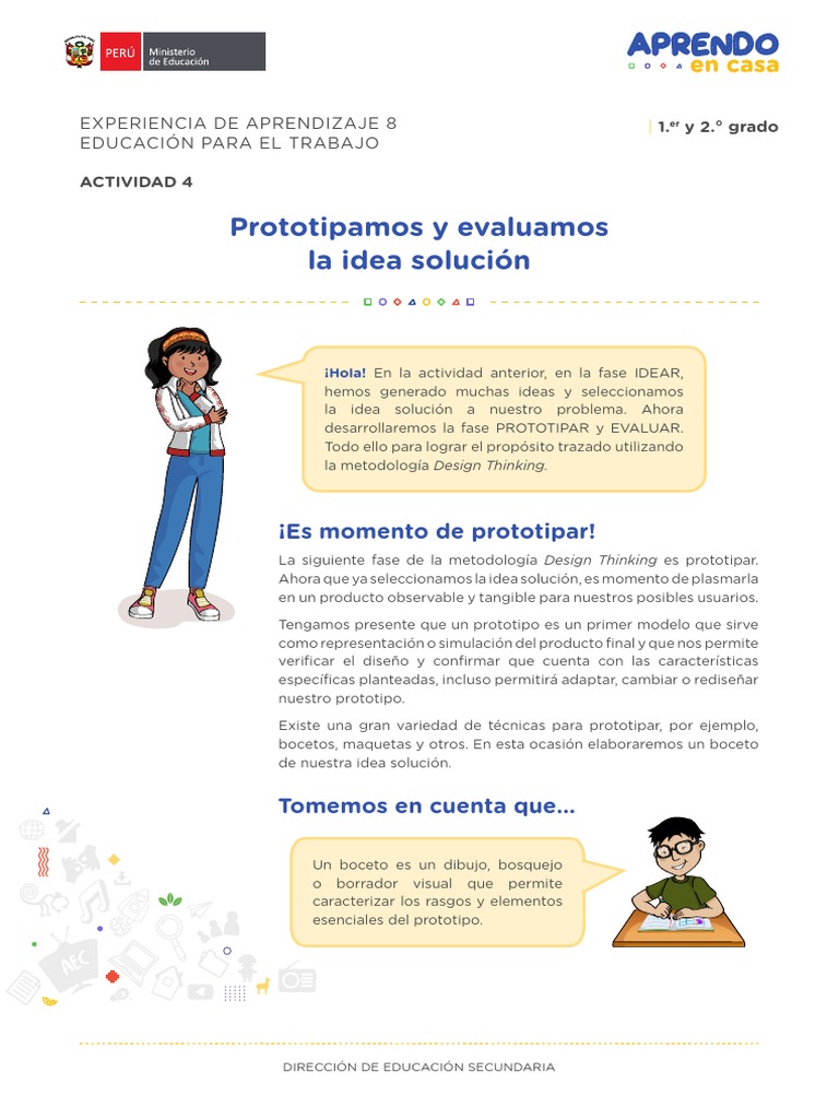 Experiencia 08 Sesion 04 Prototipamos y Evaluamos La Idea Solucion | PDF | Diseño | Cognición