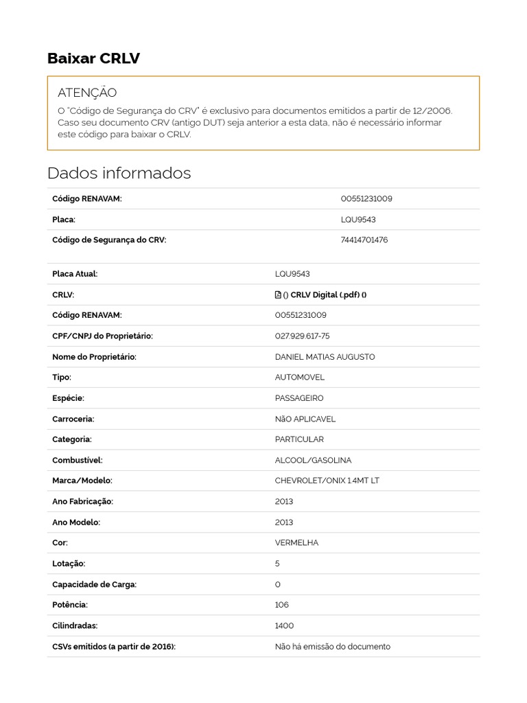 Portal de Serviços Denatran | PDF