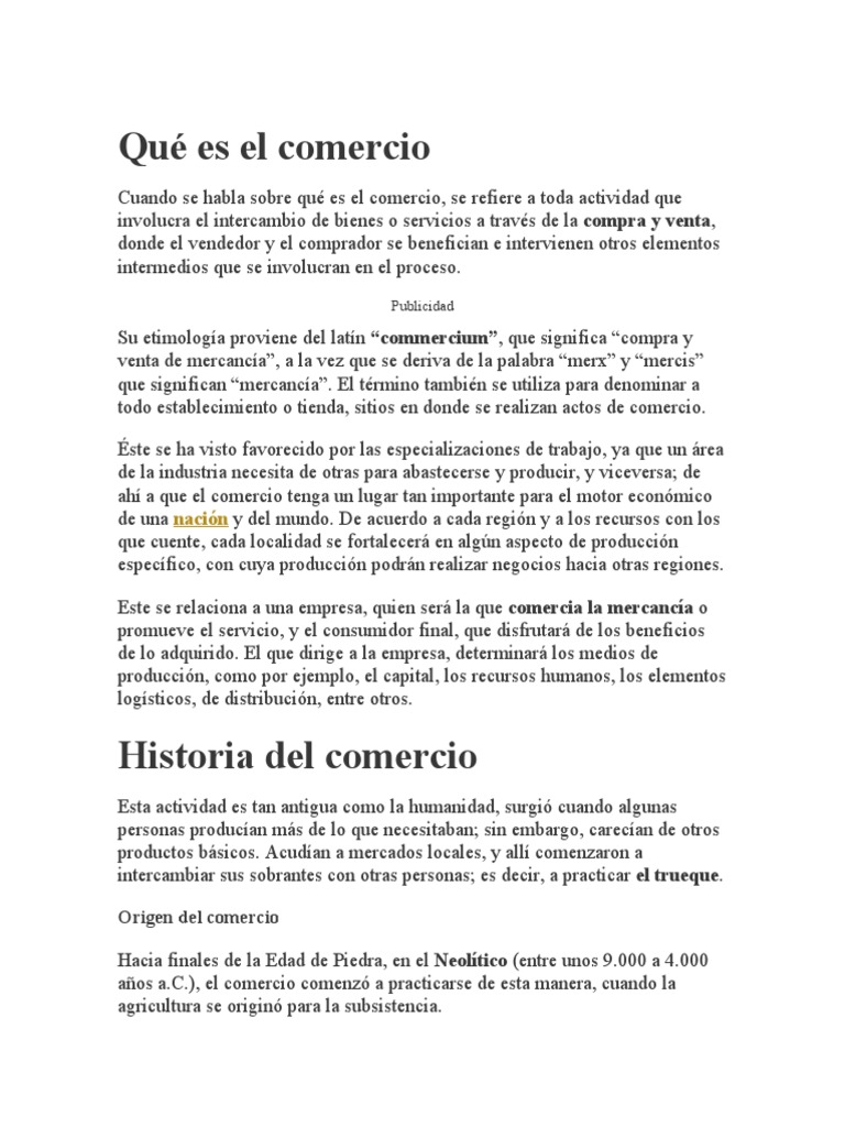 Qué Es El Comercio | PDF | Comercio | Procesos de negocio