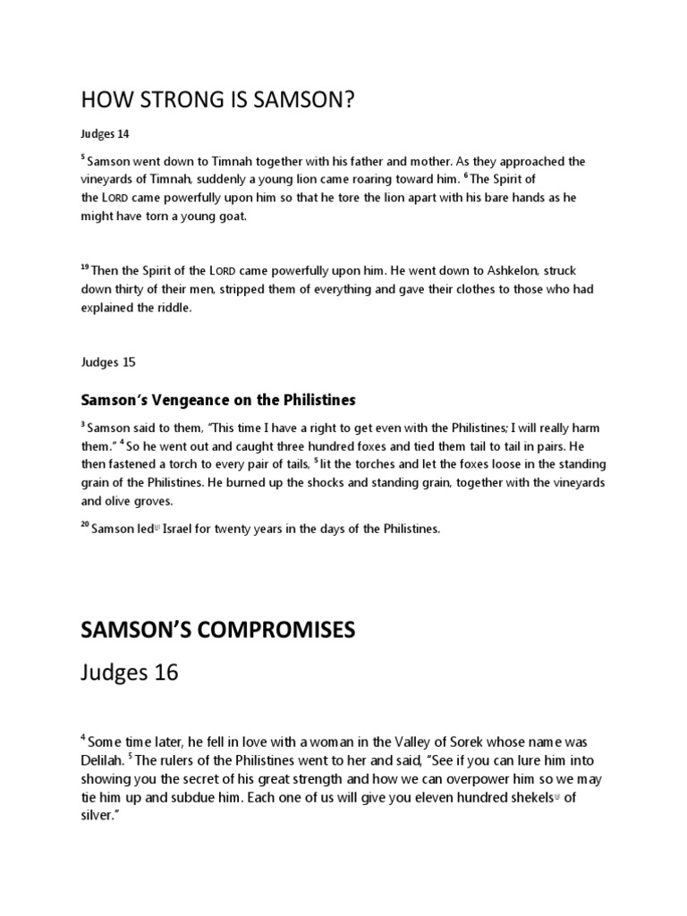 How Strong Is Samson | PDF | Samson | Delilah