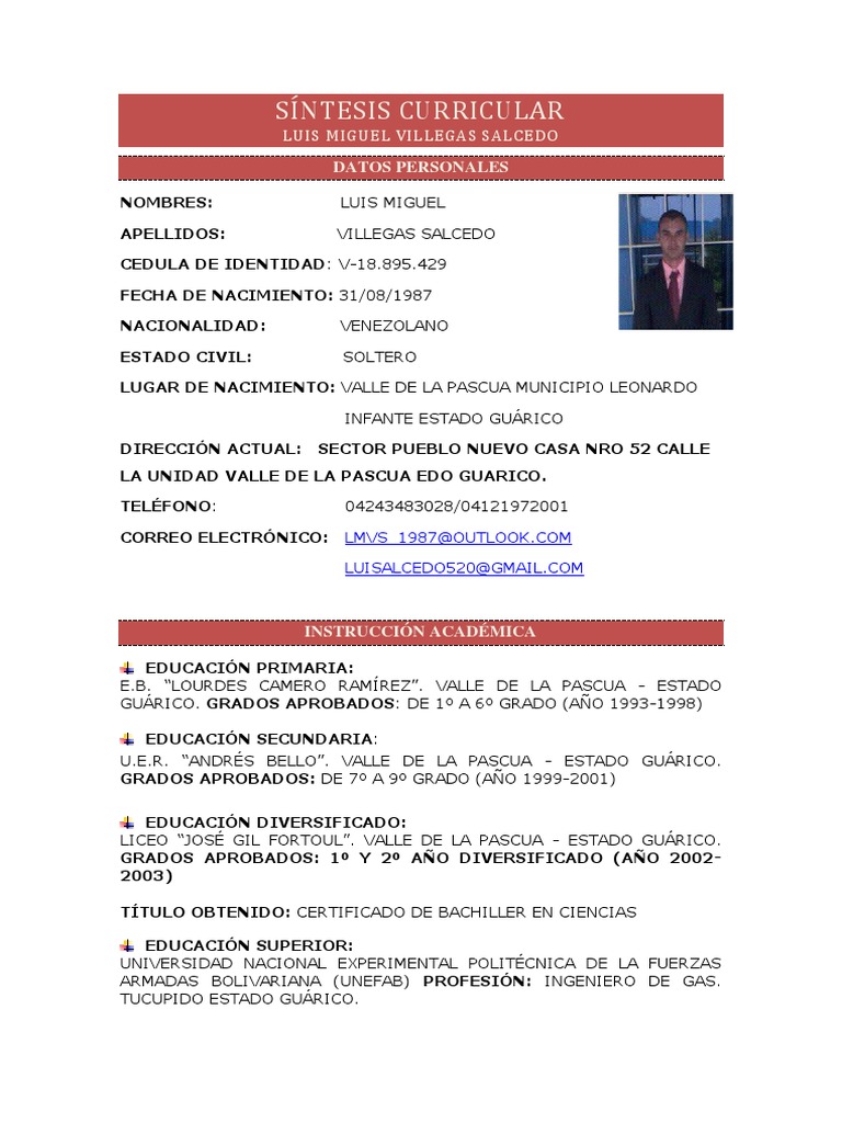 Curriculum Luis Villegas Actualizado | PDF | Venezuela