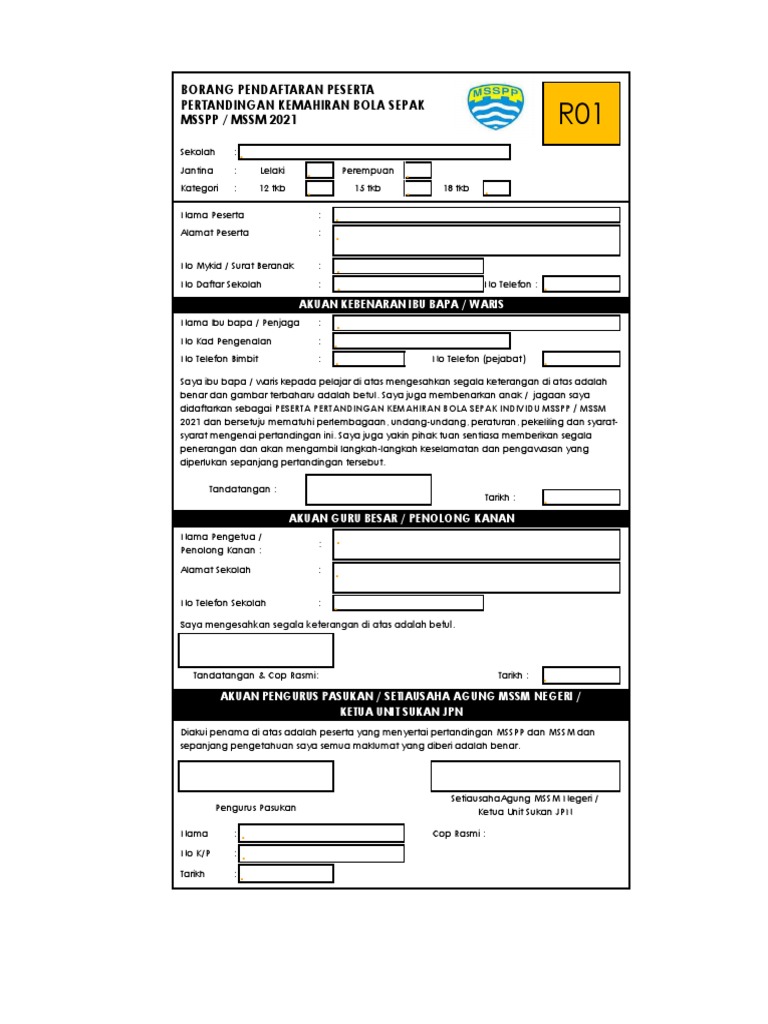 Borang R01 | PDF | Kesehatan Holistik