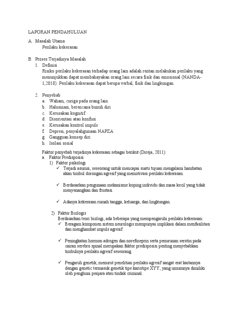 LP SP Resiko Perilaku Kekerasan | PDF