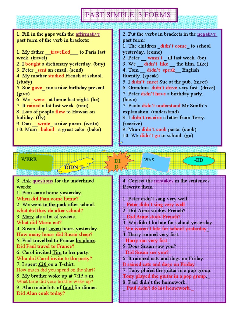Past Simple: 3 Forms: Affirmative Negative | PDF | Linguistics