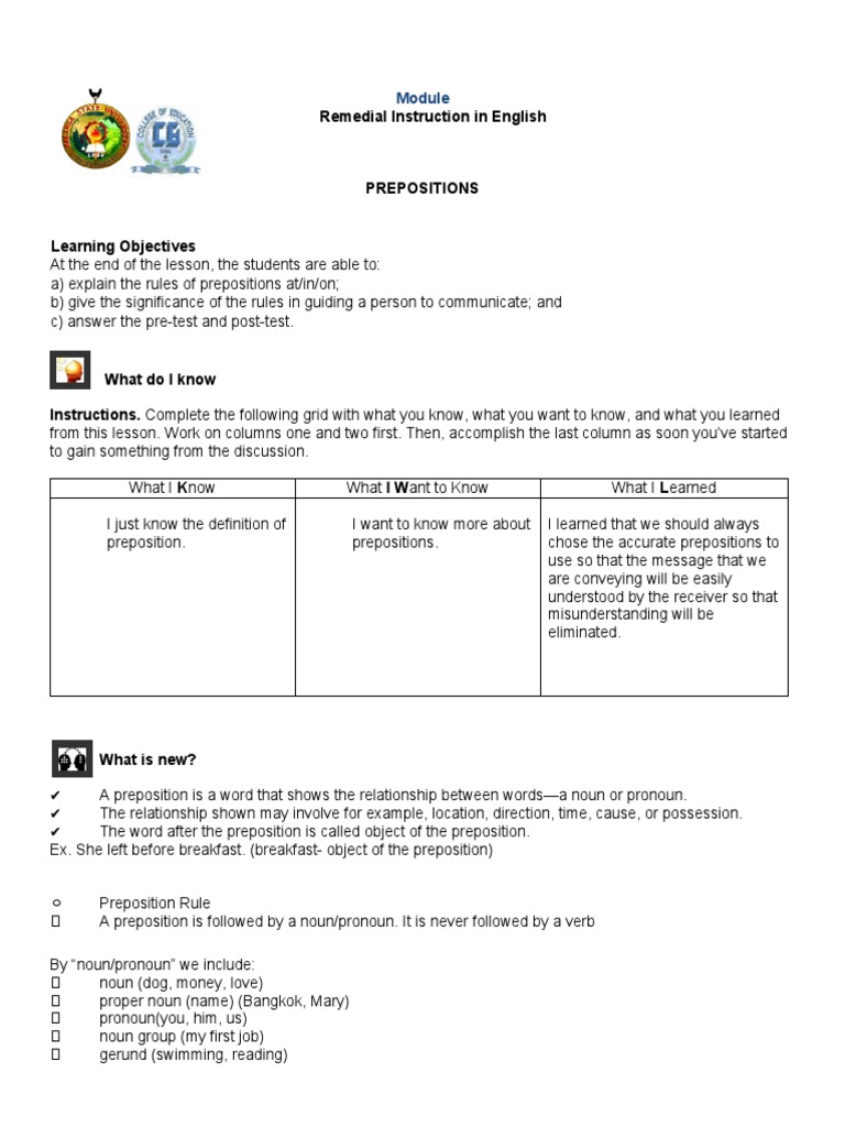 Remedial Instruction in English | PDF | Verb | Noun