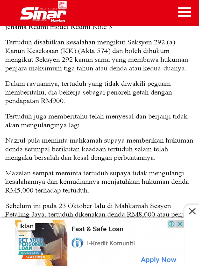 Penoreh Getah Didenda RM5,000 Miliki Bahan Lucah | PDF