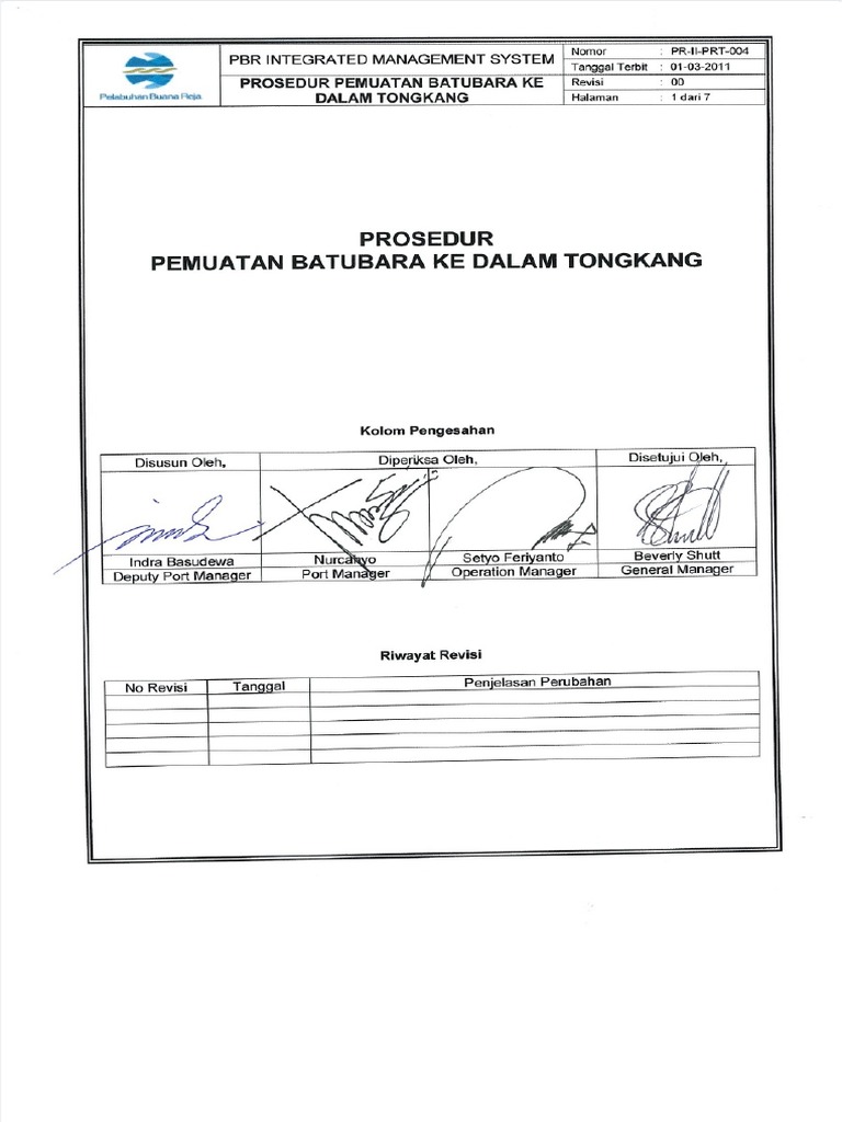 Dokumen - Tips - Sop Pemuatan Batubara Kedalam Tongkang | PDF