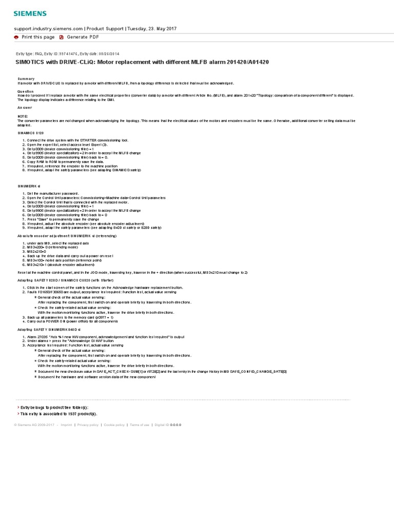 BUENO Cambio de Motor Drive Cliq Sinumerik Diferente MLFB | PDF | Computer Science | Computer ...