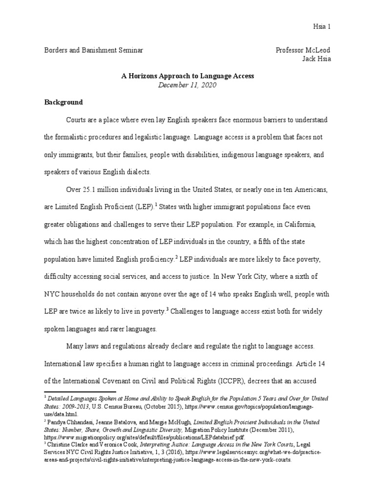 Horizons Approach To Language Access | PDF | Language Interpretation ...