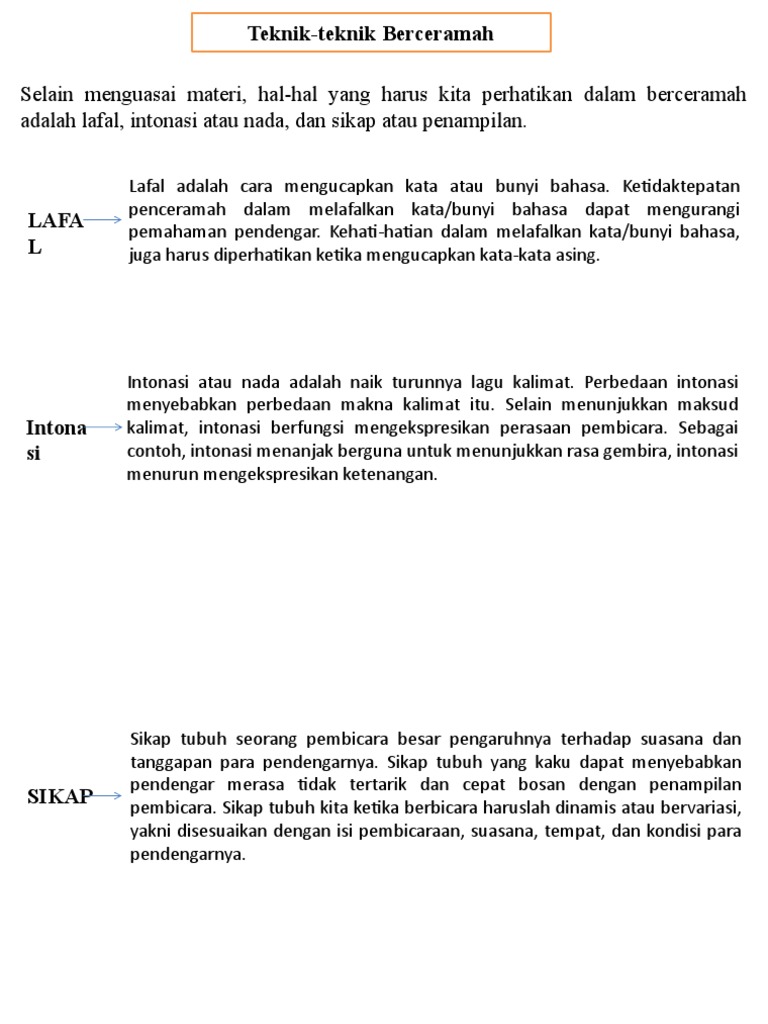 Teknik Berceramah Efektif | PDF | Seni & Disiplin Bahasa